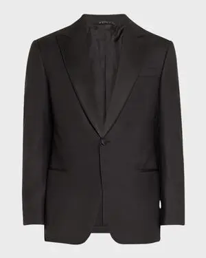 Giorgio Armani Wool Satin-lapel Two-piece Tuxedo Set - Solid Blac