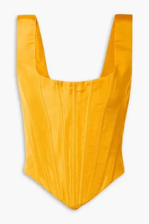 Christopher John Rogers Silk-faille Bustier Top - Saffron