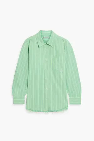 Alexander Wang Striped Cotton Frayed Shirt