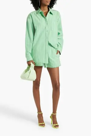 Alexander Wang Striped Cotton Frayed Shirt
