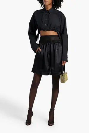 Alexander Wang Cropped Cotton-poplin Shirt - Black