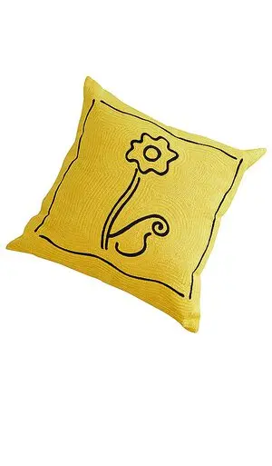 DUSEN DUSEN Embroidered Pillow Cover In Yellow