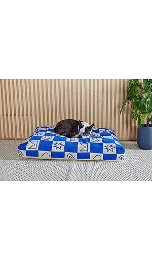 DUSEN DUSEN Embroidered Dog Bed In Blue - Tile