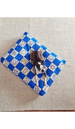 DUSEN DUSEN Embroidered Dog Bed In Blue - Tile