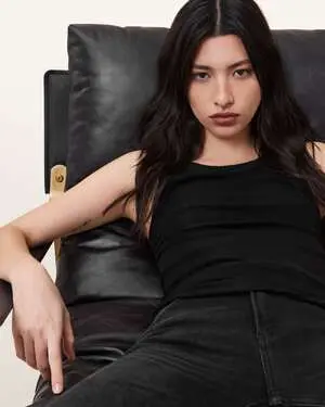 ALLSAINTS AllSaints Rina Crew Neck Sleeveless Ribbed Tank Top Black