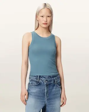 ALLSAINTS AllSaints Rina Ribbed Crew Neck Sleeveless Tank Top Dark Blue