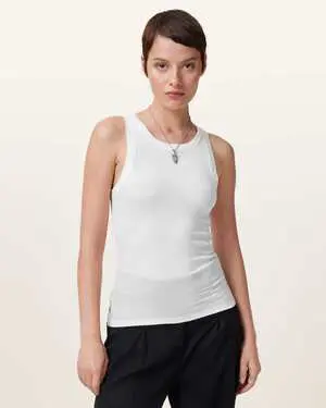ALLSAINTS Rina Crew Neck Sleeveless Ribbed Tank Top - White