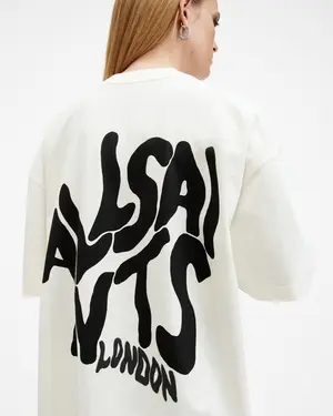 ALLSAINTS AllSaints Orlando Logo Print Oversized T-Shirt Ashen White