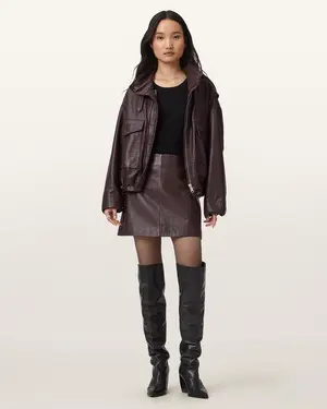 ALLSAINTS Renai Leather Mini Skirt - Red