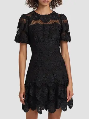 MILLY Yasmin Lace Minidress - Black