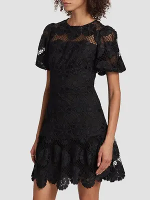 MILLY Yasmin Lace Minidress - Black