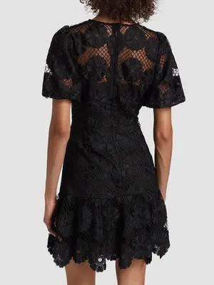MILLY Yasmin Lace Minidress - Black