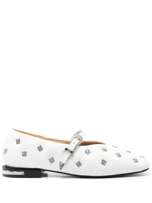 Toga Stud-embellished Ballerina Flats - White