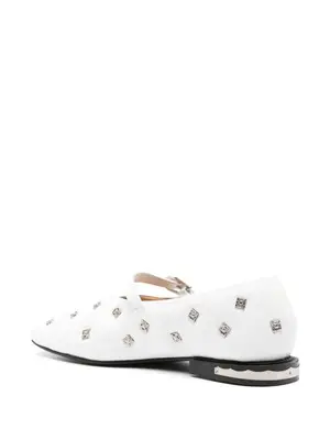Toga Stud-embellished Ballerina Flats - White