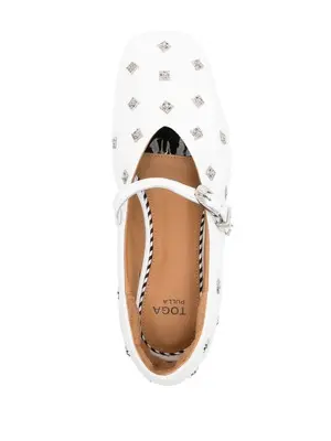 Toga Stud-embellished Ballerina Flats - White