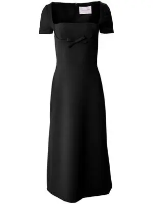 Carolina Herrera Bow-detail Square-neck Midi Dress - Black