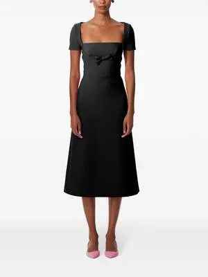 Carolina Herrera Square Neck Bow Detail Midi Dress