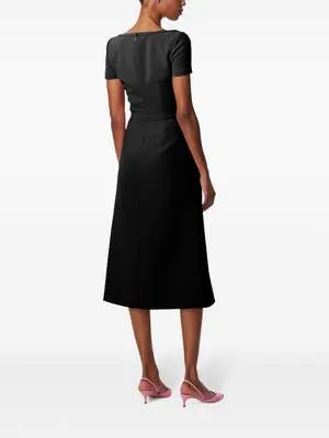 Carolina Herrera Square Neck Bow Detail Midi Dress