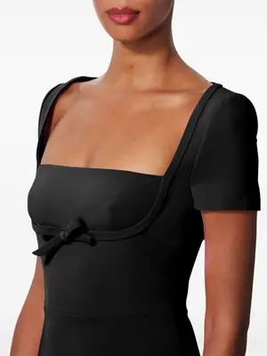 Carolina Herrera Square Neck Bow Detail Midi Dress