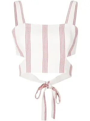 LETHICIA BRONSTEIN Ariane Striped Crop Top - White