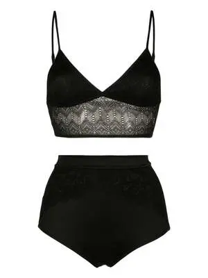 LETHICIA BRONSTEIN Lace-panel Lingerie Set - Black