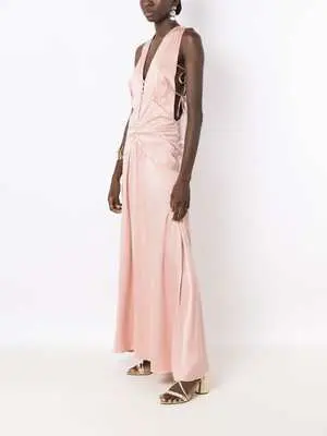 LETHICIA BRONSTEIN Tered V-neck Maxi Dress