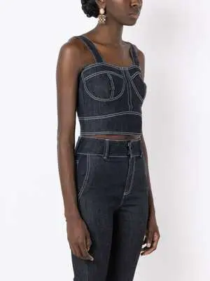 LETHICIA BRONSTEIN Ana Cropped Denim Top