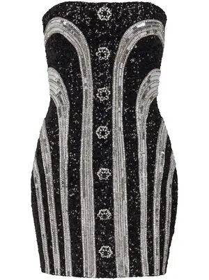 Balmain Sequin Bandeau Short Dress