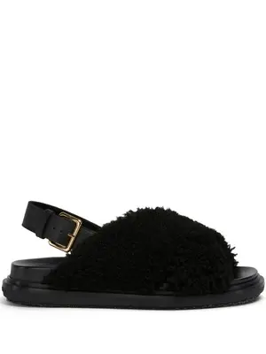 Marni Fussbett Shearling Sandals - Black