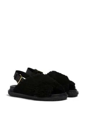 Marni Fussbett Shearling Sandals - Black