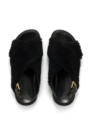 Marni Fussbett Shearling Sandals - Black