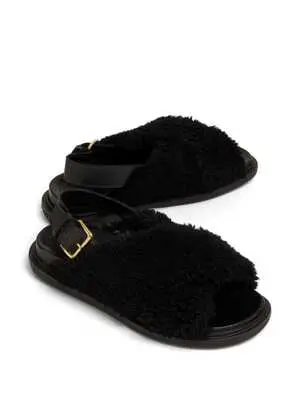 Marni Fussbett Shearling Sandals - Black