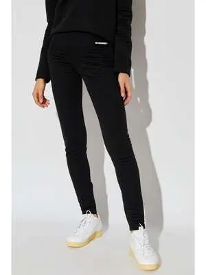 JIL SANDER Logo-patch Ribbed Leggings - Black