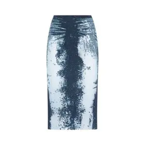 DIESEL® Midi Skirt In Metallic Knit - Blue