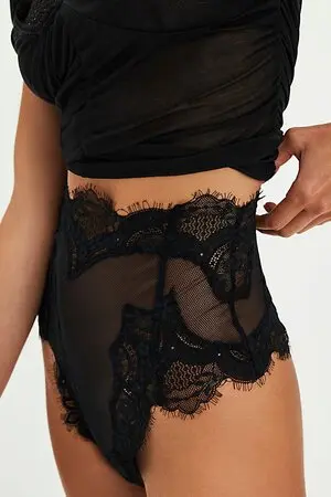 Free People Nolita Lace High-rise Undies - Black Beauty