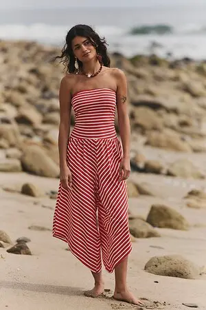 Free People Striped Gaucho One-piece - Fiery Red Combo