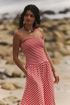 Free People Striped Gaucho One-piece - Fiery Red Combo