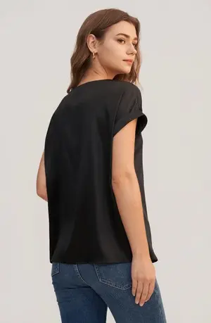 Lilysilk Short Sleeve Silk Tee - Black