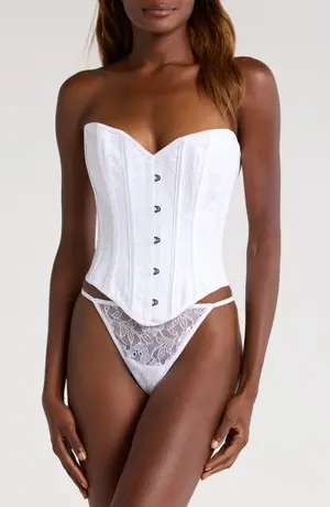 COQUETTE Lace Overlay Corset - White