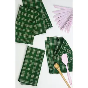 ARCHIVE NEW YORK Chiapas Handwoven Plaid Cotton Napkins - Green