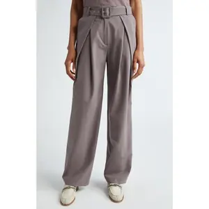 Eleventy Pleated Belted Wool Pants