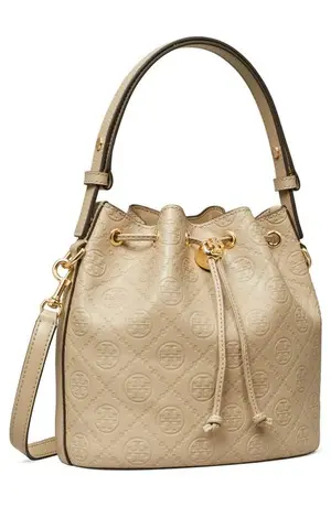 Tory Burch T Monogram Debossed Bucket Bag - Fresh Clay