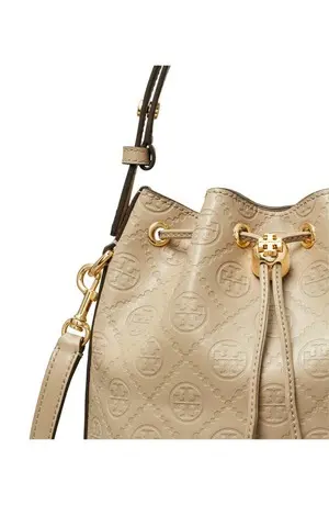 Tory Burch T Monogram Debossed Bucket Bag - Fresh Clay