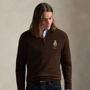 Ralph Lauren Polo Bear Wool Quarter-zip Sweater - Cacao Brown Heather