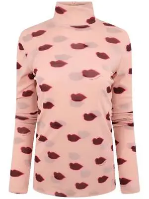 Stella McCartney Lips-print Long-sleeve Top
