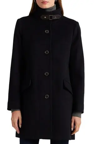 Ralph Lauren Tab Front Wool Blend Coat - Regal Navy Blue