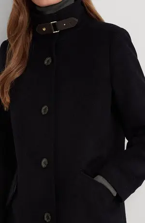Ralph Lauren Tab Front Wool Blend Coat - Regal Navy Blue