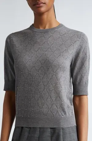 Max Mara Patrik Pointelle Short Sleeve Sweater