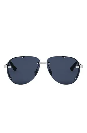 Dior Neo A1u 61 Pilot Sunglasses - Shiny Palladium / Blue