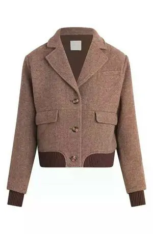 FAVORITE DAUGHTER The City Herringbone Bomber Jacket